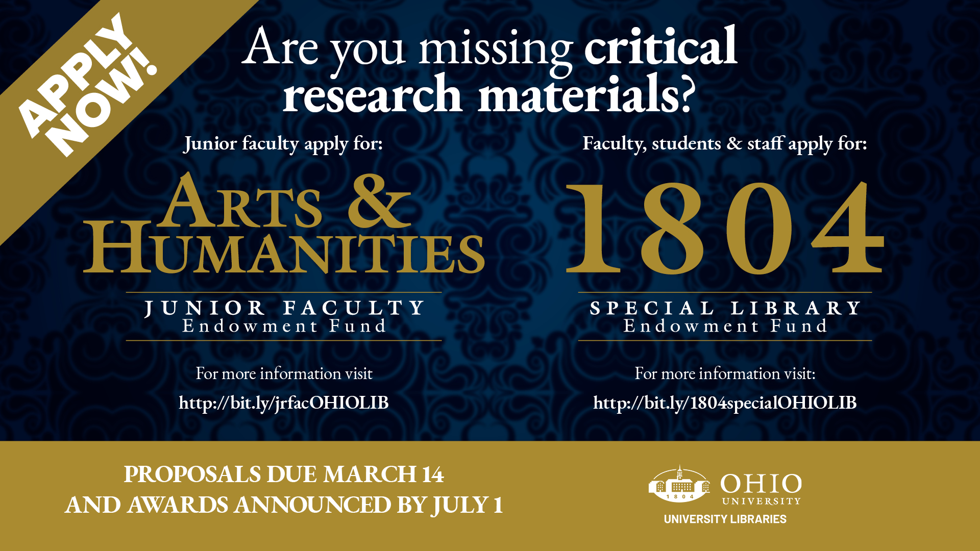 Apply Now for University Libraries’ Endowment Funds