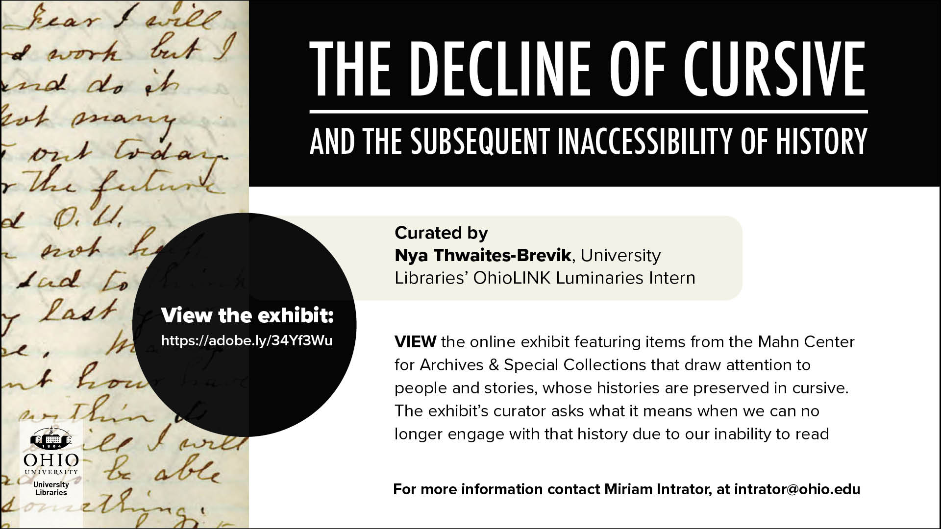 The Libraries Presents an Online Exhibit on Handwritten History