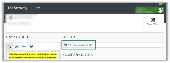 Unused Airline Tickets in Concur