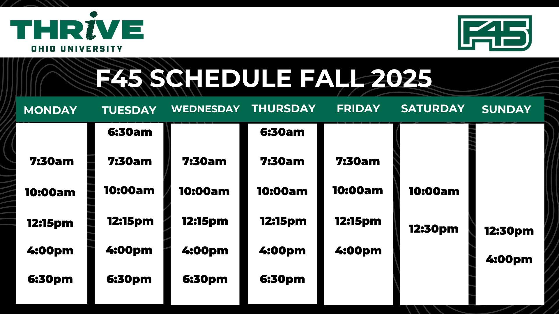 F45 Training Schedule | Ohio University